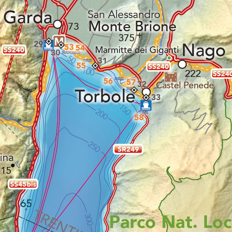 LAGO DI GARDA GARDASEE - Beaches, marinas, cycle paths Map by CARTAGO ...