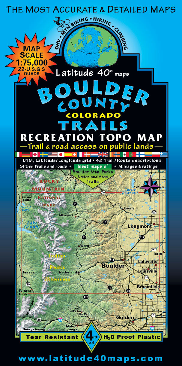 Boulder County Trails Map 4th ed by Latitude 40 maps | Avenza Maps