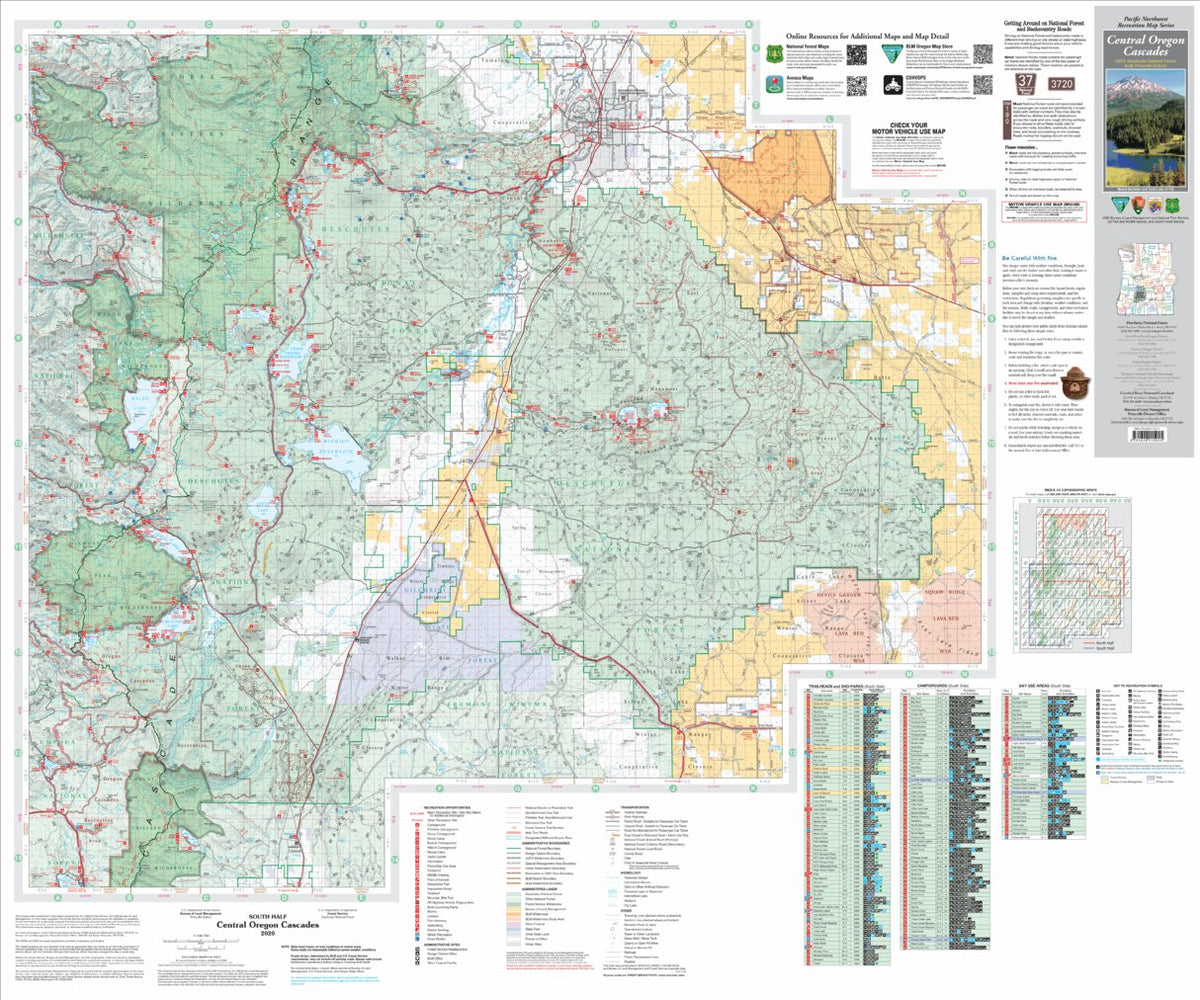 Central Oregon Cascades Recreation Map South by US Forest Service R6 ...
