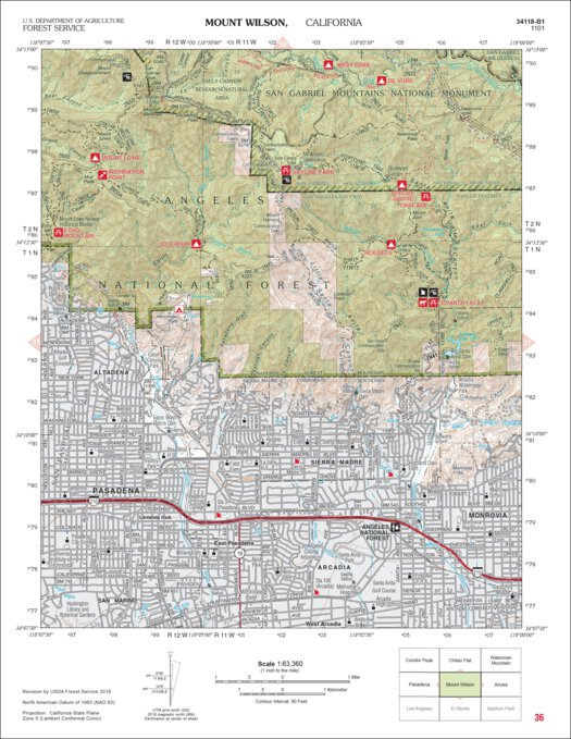 Mount Wilson (Angeles Atlas) Map by US Forest Service R5 | Avenza Maps