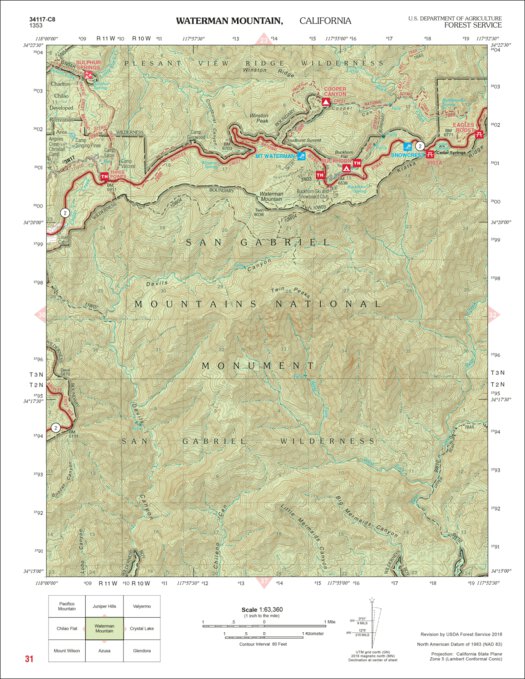 Waterman Mountain (Angeles Atlas) Map by US Forest Service R5 | Avenza Maps