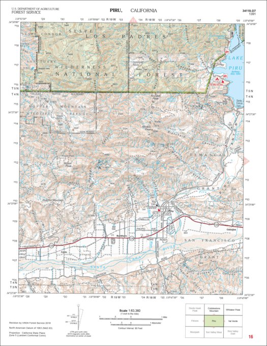 Piru (Angeles Atlas) Map by US Forest Service R5 | Avenza Maps