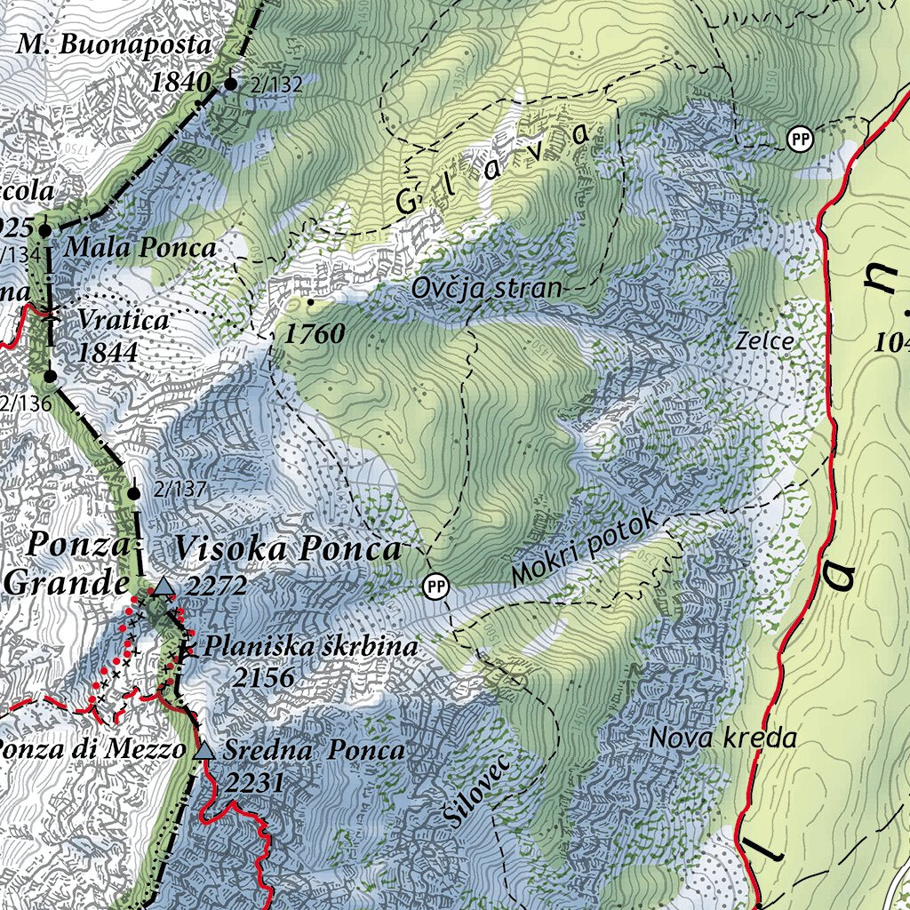 Jalovec and Mangart North 1 25.000 PZS Map by Planinska zveza Slovenije ...