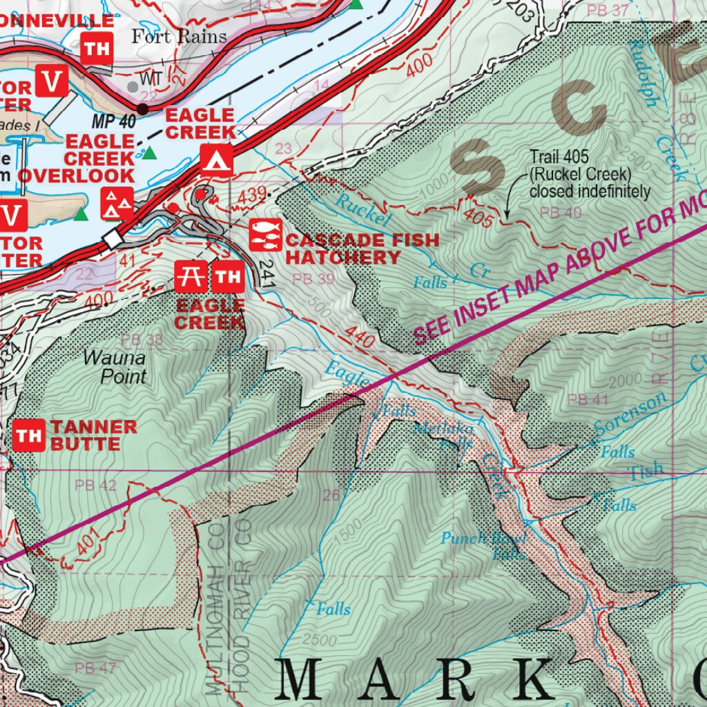 Columbia River Gorge NSA Recreation Map West by US Forest Service R6 ...