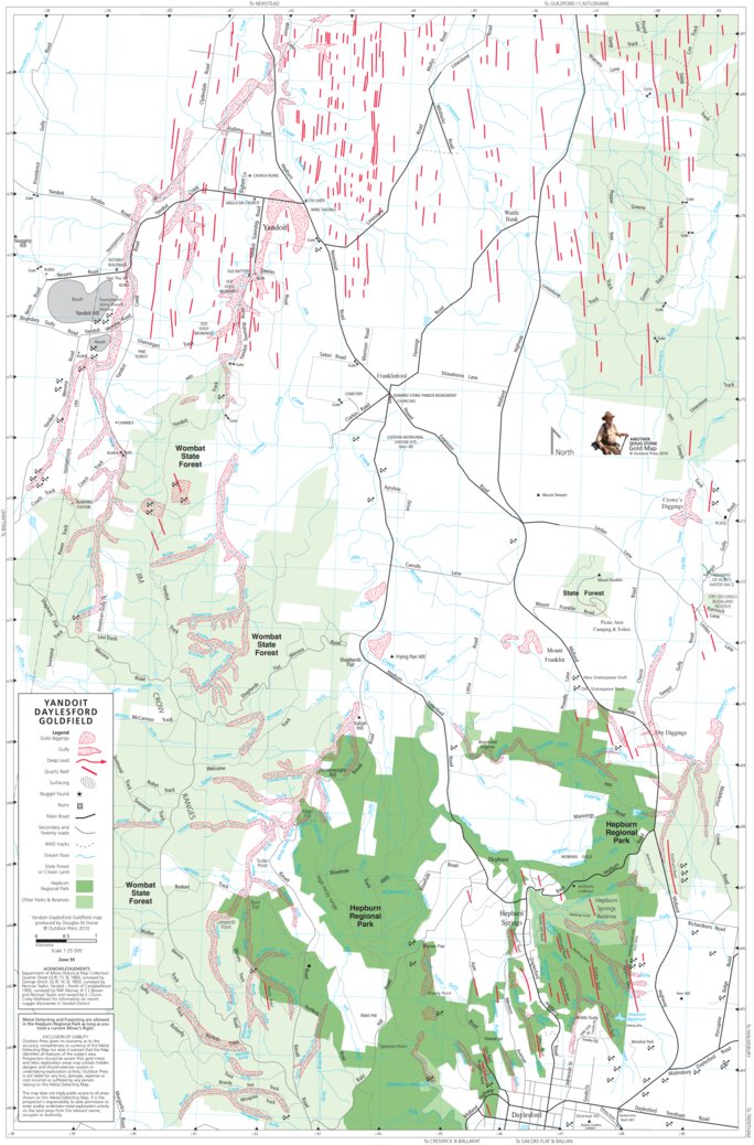 Yandoit-Daylesford Gold Map by Doug Stone GOLD MAPS | Avenza Maps