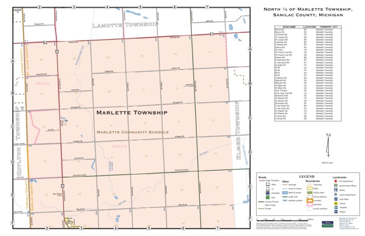 Marlette Township, and City of Marlette, Sanilac County, Michigan Map ...