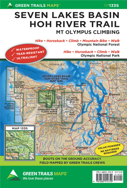 133S: Seven Lakes Basin - Hoh River, WA Map by Green Trails Maps, Inc ...
