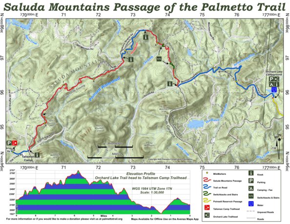 Saluda Mountains Passage of the Palmetto Trail Map by Palmetto ...
