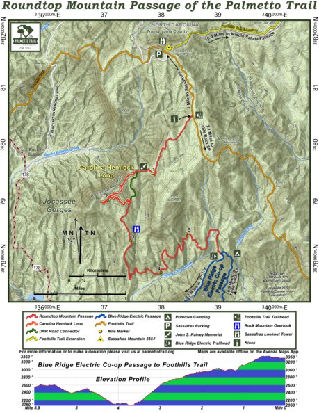 Roundtop Mountain Passage of the Palmetto Trail Map by Palmetto ...