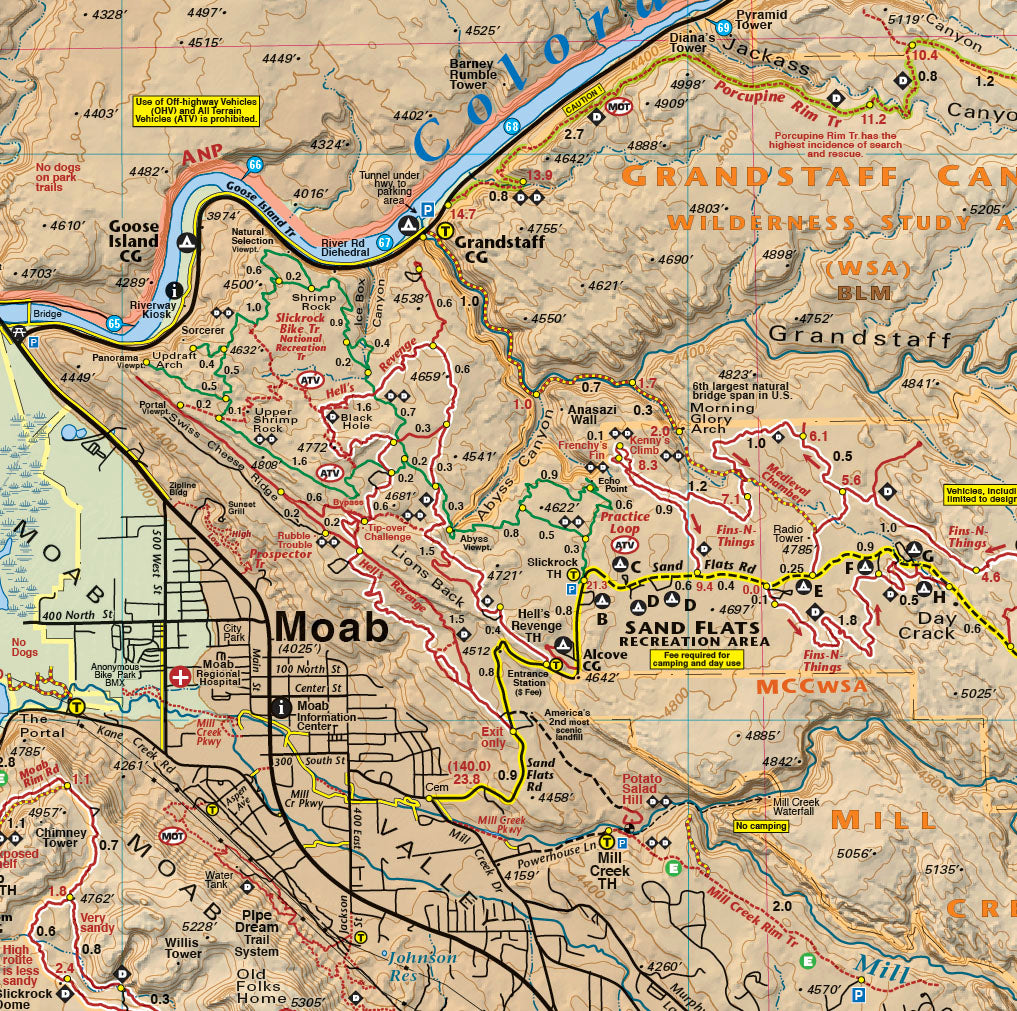 Moab East Trails Map-6th Edition by Latitude 40 maps | Avenza Maps