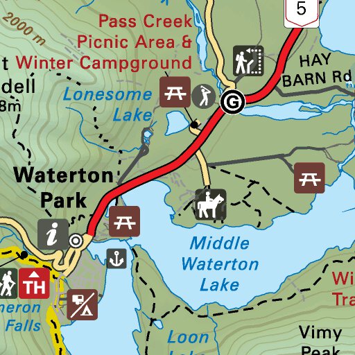 Waterton Lakes National Park - Alberta Park Map by Backroad Mapbooks ...