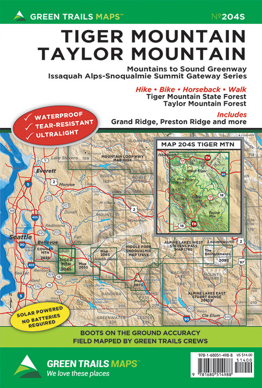 204S: Tiger Mountain - Taylor Mountain, WA Map by Green Trails Maps ...