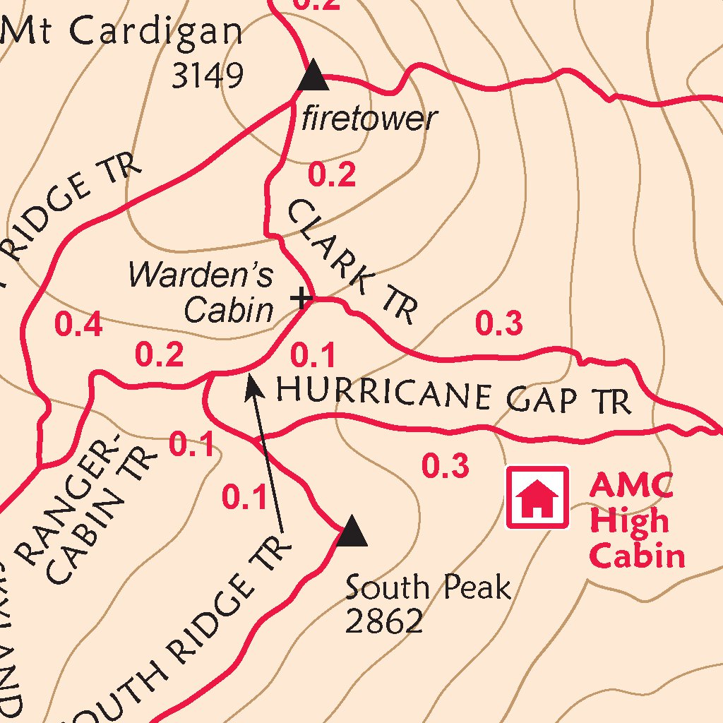 AMC Mount Cardigan Trail Map by Appalachian Mountain Club | Avenza Maps