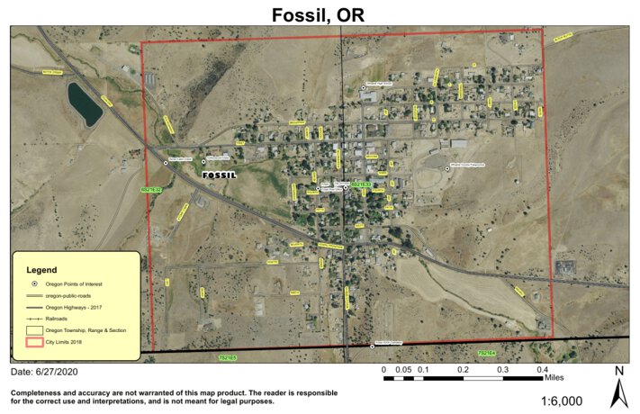 Fossil, Oregon Map by Super See Services | Avenza Maps