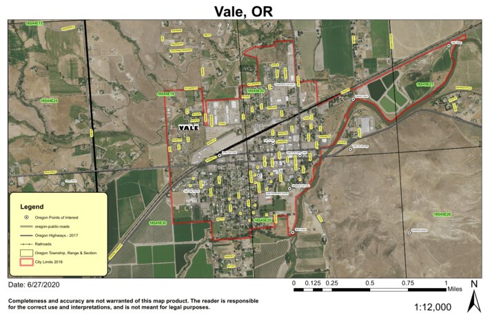 Vale, Oregon Map by Super See Services | Avenza Maps
