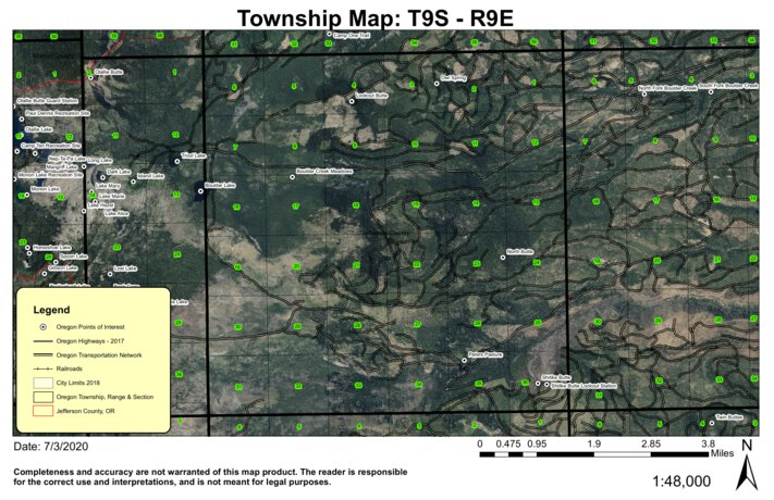 Lookout Butte T9S R9E Township Map by Super See Services | Avenza Maps