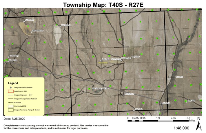 Piute Reservoir T40S R27E Township Map by Super See Services | Avenza Maps
