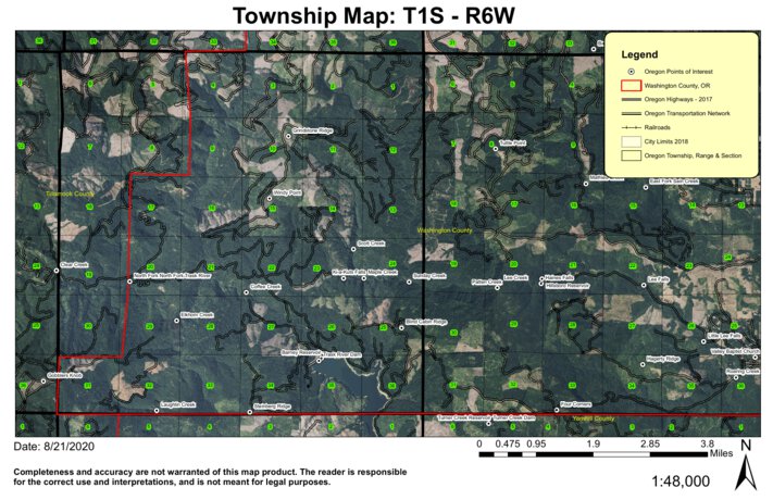 Barney Reservoir T1S R6W Township Map by Super See Services | Avenza Maps