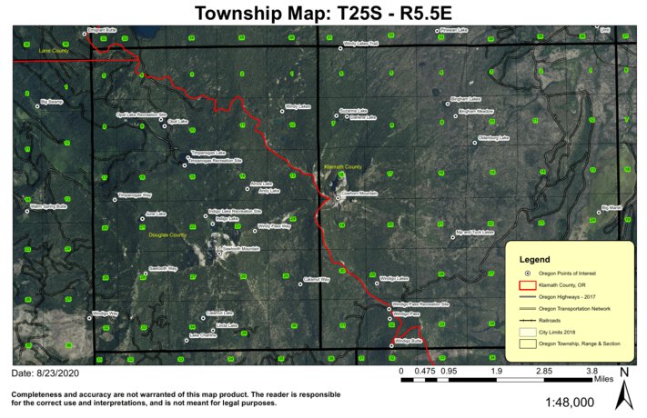 Sawtooth Mountain T25S R5.5E Township Map by Super See Services ...