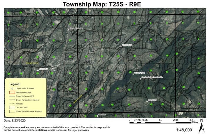 Boundary Spring T25S R9E Township Map by Super See Services | Avenza Maps