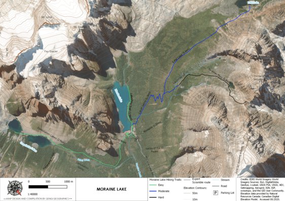 Banff National Park - Moraine Lake Hiking Trails Map by Mountain ...