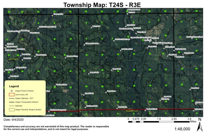 Calapooya Mountains T24S R3E Township Map by Super See Services ...