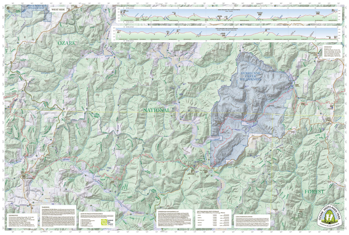 Ozark Highlands Trail, East (2 of 3) Ozone - Woolum Map by Underwood ...
