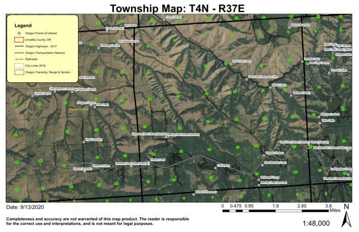 Tamarack Basin T4N R37E Township Map by Super See Services | Avenza Maps