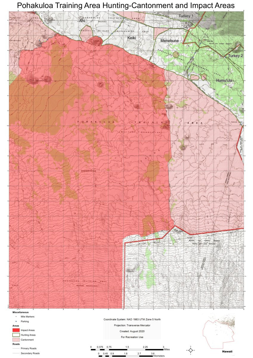 Pohakuloa Training Area (PTA) Cantonment and Impact Areas Map by ...