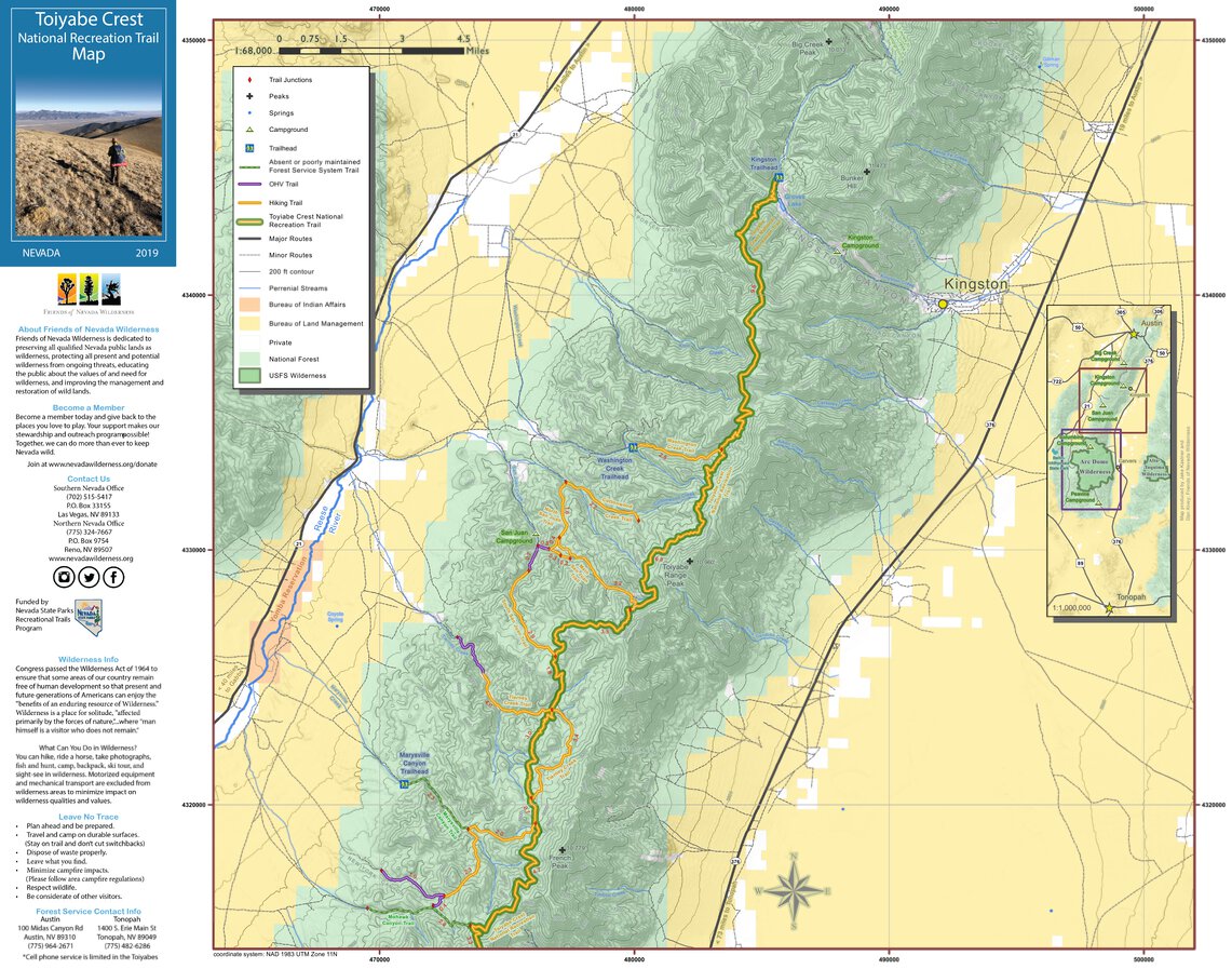 Toiyabe Crest National Recreation Trail - North Map by Friends of ...