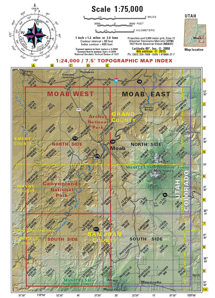 Moab West Trails Map 5th edition by Latitude 40 maps | Avenza Maps