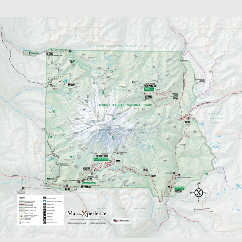 Mount Rainier National Park - NPS Map - Hike Washington by Map the ...