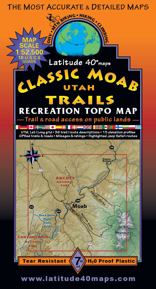 Classic Moab Trails Map-7th edition by Latitude 40 maps | Avenza Maps