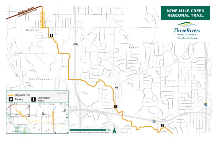 Nine Mile Creek Regional Trail Map by Three Rivers Park District ...