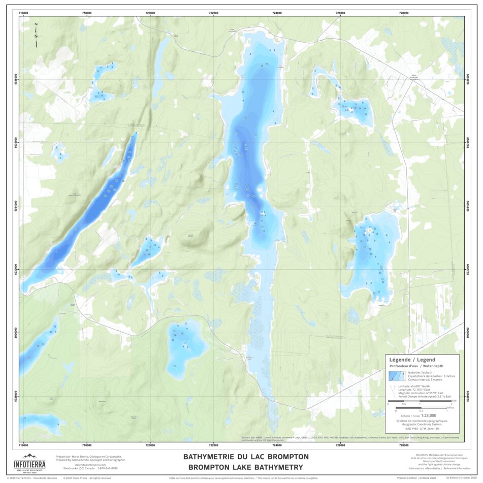 LAC BROMPTON - BATHYMETRIE Map by MARTA BENITO | Avenza Maps