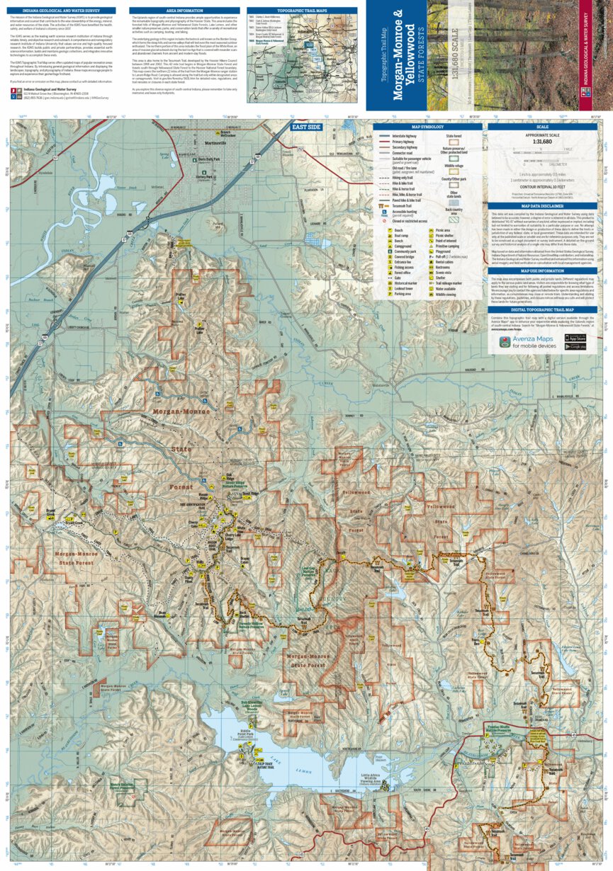 Morgan-Monroe & Yellowwood State Forests Map by Indiana Geological and ...