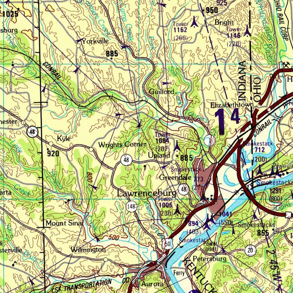 Cincinnati, 1989, 4th edition of JOG Air NJ-16-3 at 250000 scale Map by ...