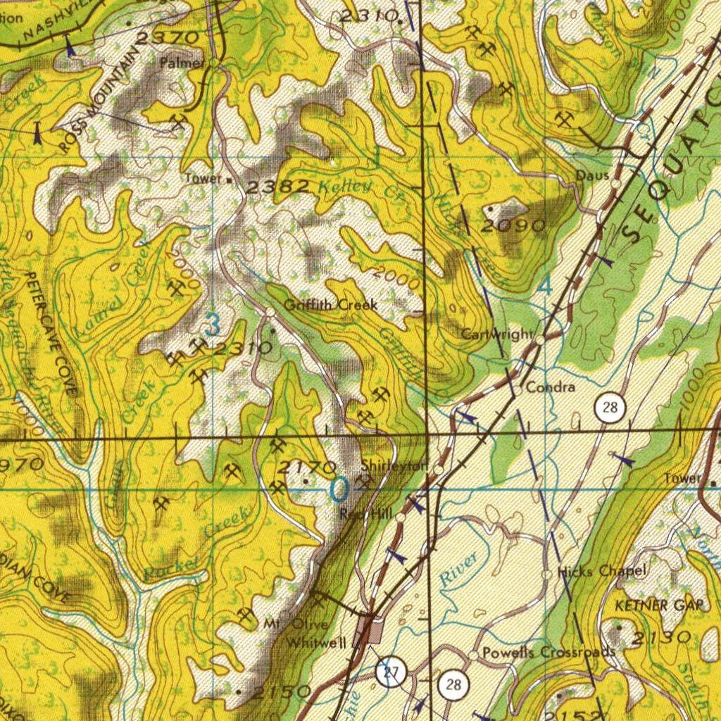 Chattanooga, 1980, 3rd edition of JOG Air NI-16-3 at 250000 scale Map ...