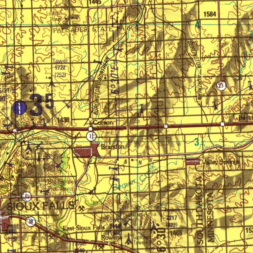 Sioux Falls, 1988, 1st edition of JOG Air NK-14-3 at 250000 scale Map ...