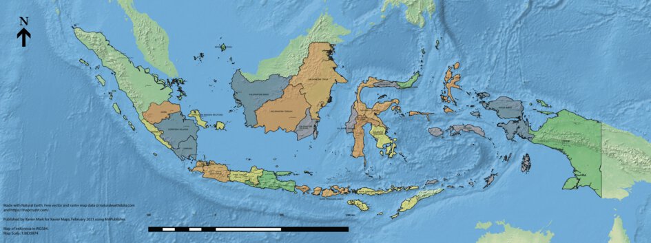 Indonesia Country Map / Peta Negara Indonesia by Xavier Maps | Avenza Maps