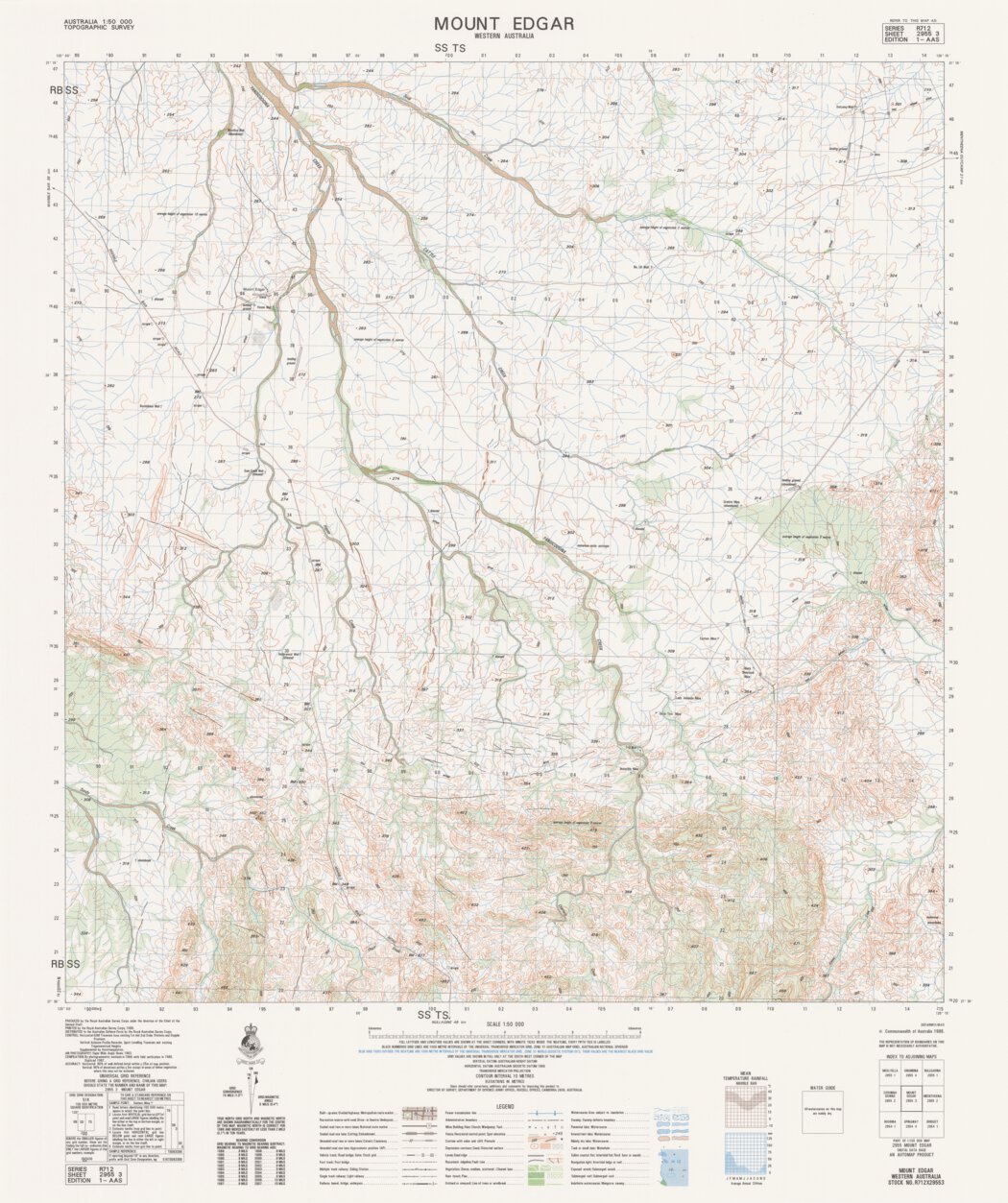 Mount Edgar (2955-3) Map by Geoscience Australia | Avenza Maps