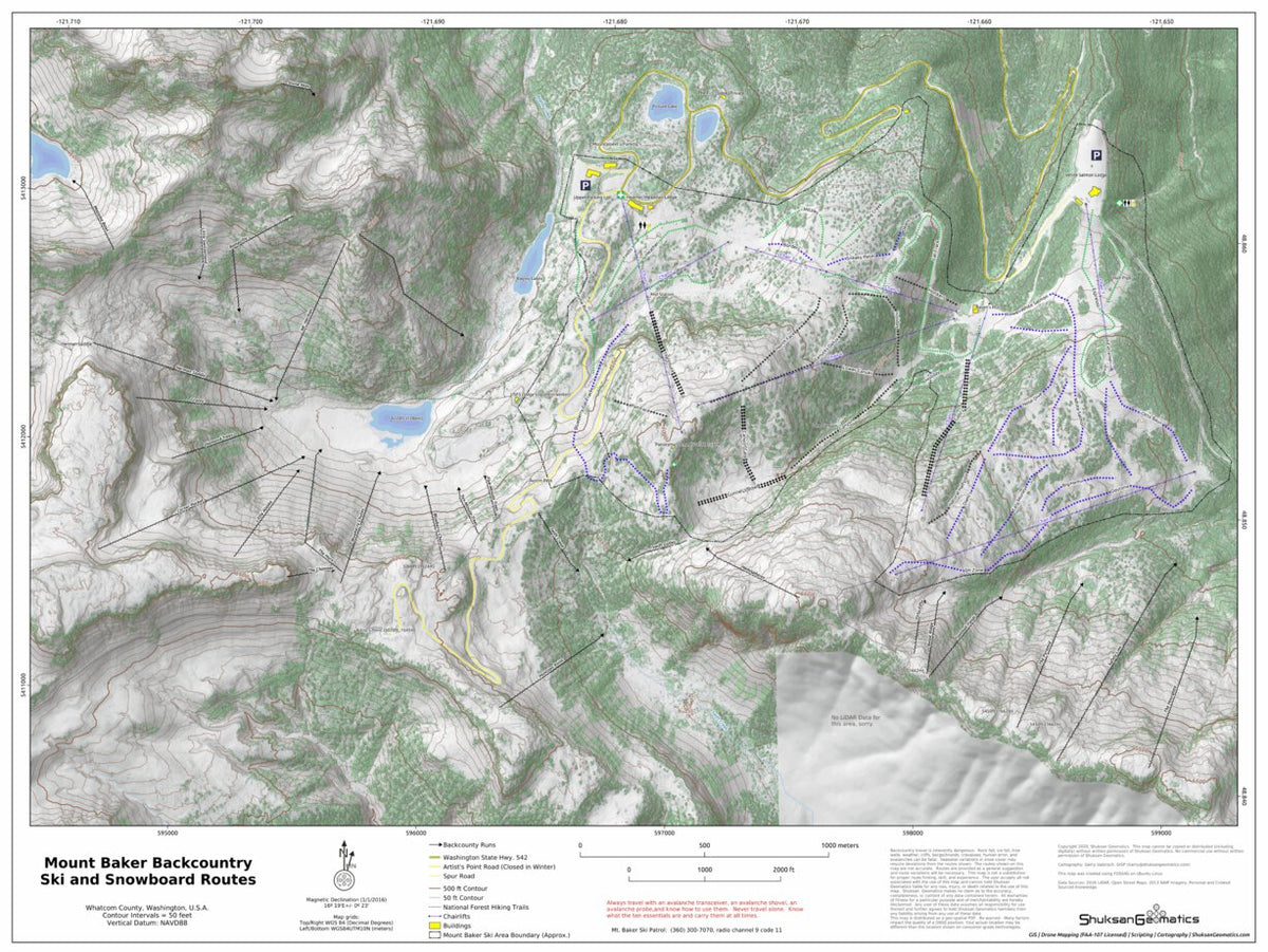 Mt Baker Backcountry Ski Routes Map by Shuksan Geomatics | Avenza Maps