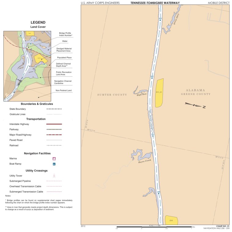 Tennessee-Tombigbee Waterway Chart 51: Historic Miles 230-233 Map by US ...