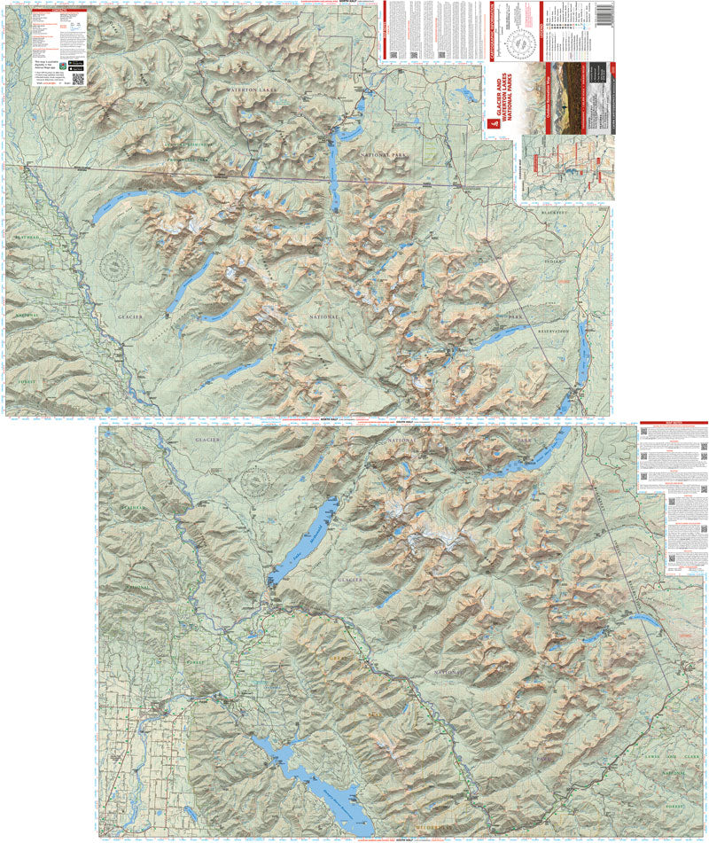 Glacier and Waterton Lakes National Parks Map by Cairn Cartographics ...