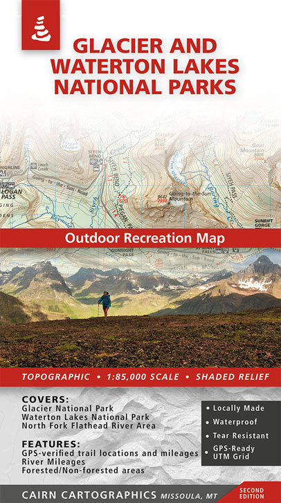 Glacier and Waterton Lakes National Parks Map by Cairn Cartographics ...