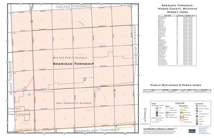 Sheridan Township, Huron County, Michigan Map by Donald Dale Milne ...