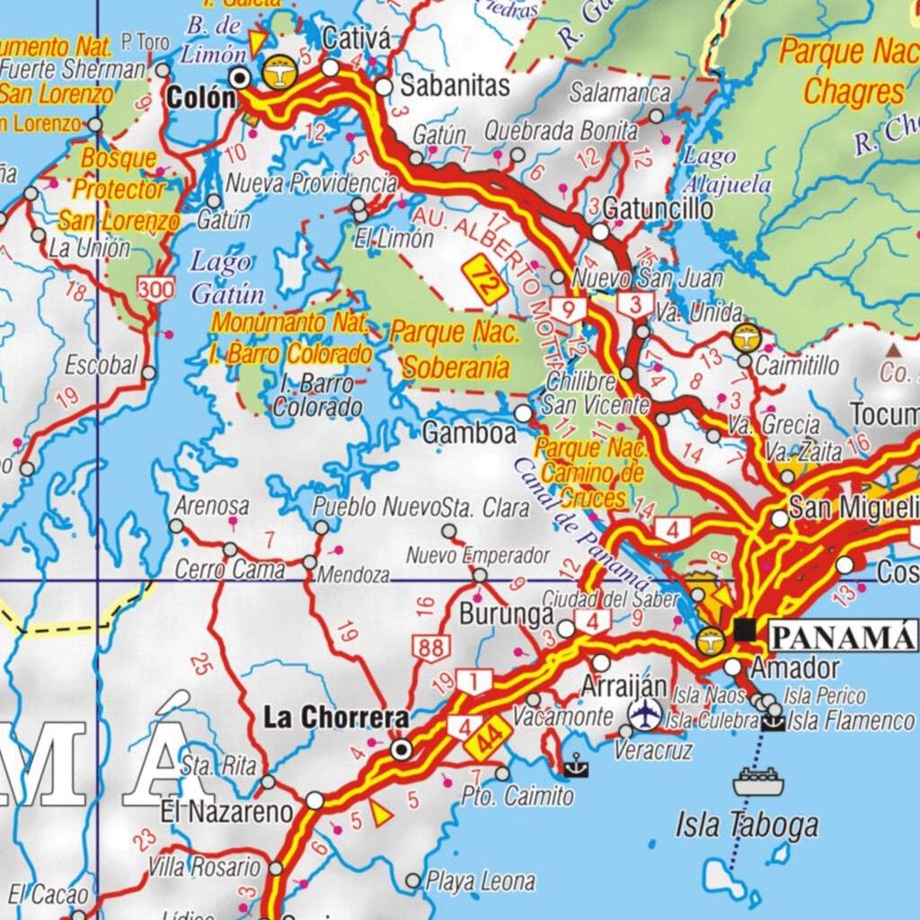 Mapa de Rutas y Caminos de Panama Map by MAPAS ARGENGUIDE De ...