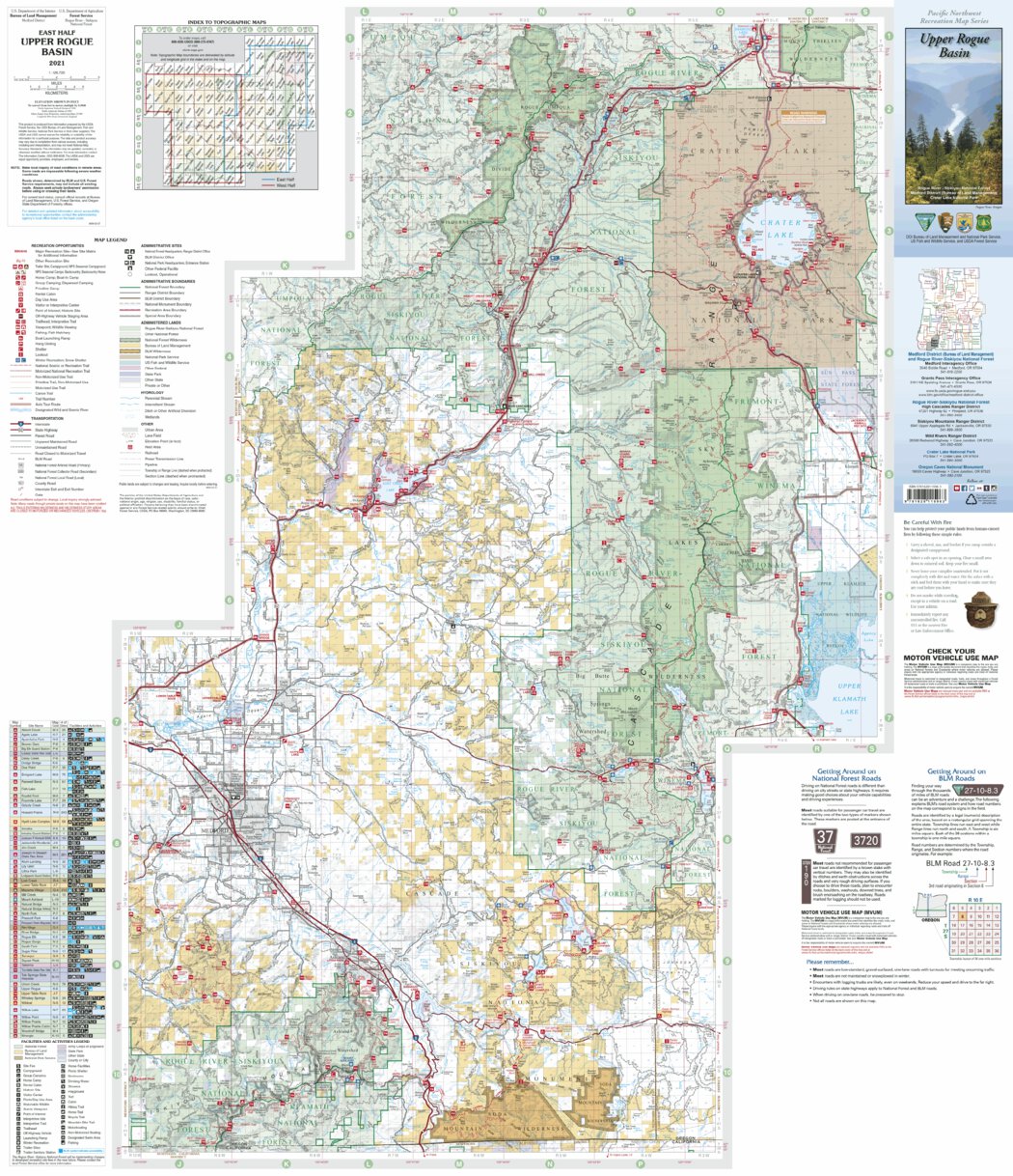 Upper Rogue Basin Recreation Map East by US Forest Service R6 Pacific ...