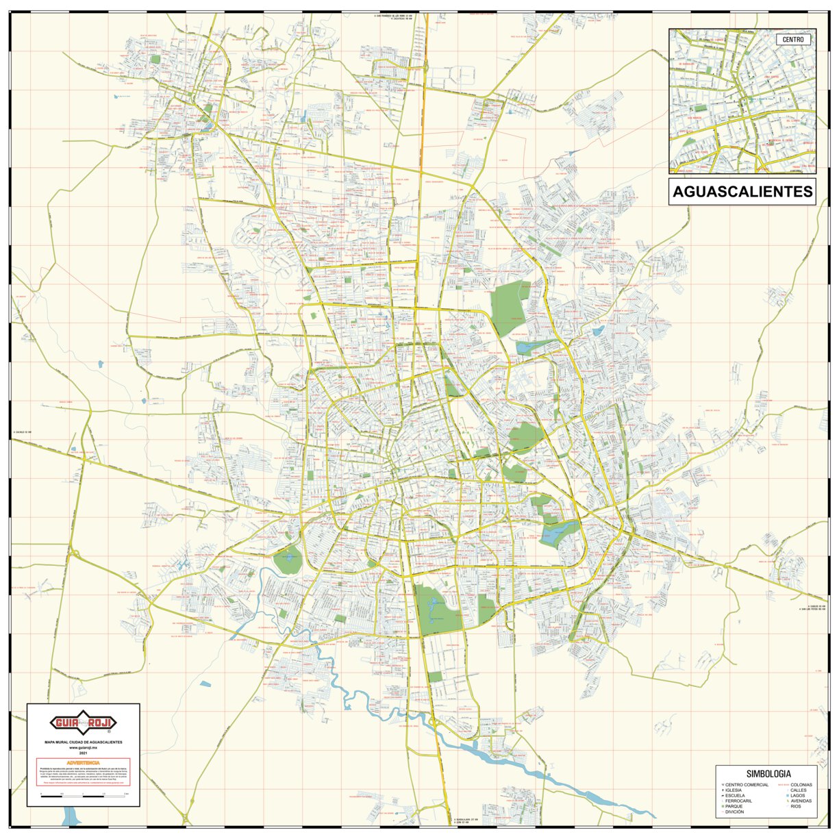 Aguascalientes / Zona Urbana / Calles Map by Guia Roji | Avenza Maps