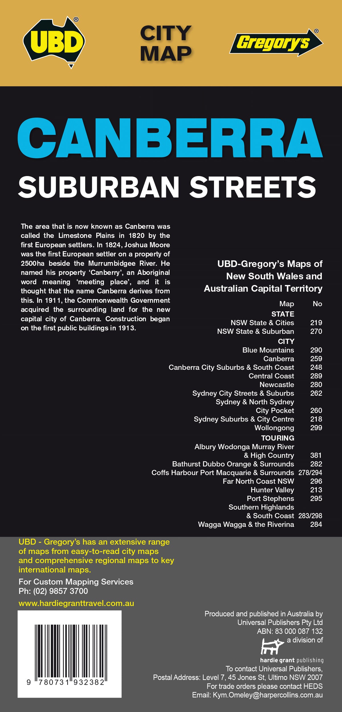 UBD-Gregory's Canberra Suburban Streets, Map 259, edition 39 by Hardie ...